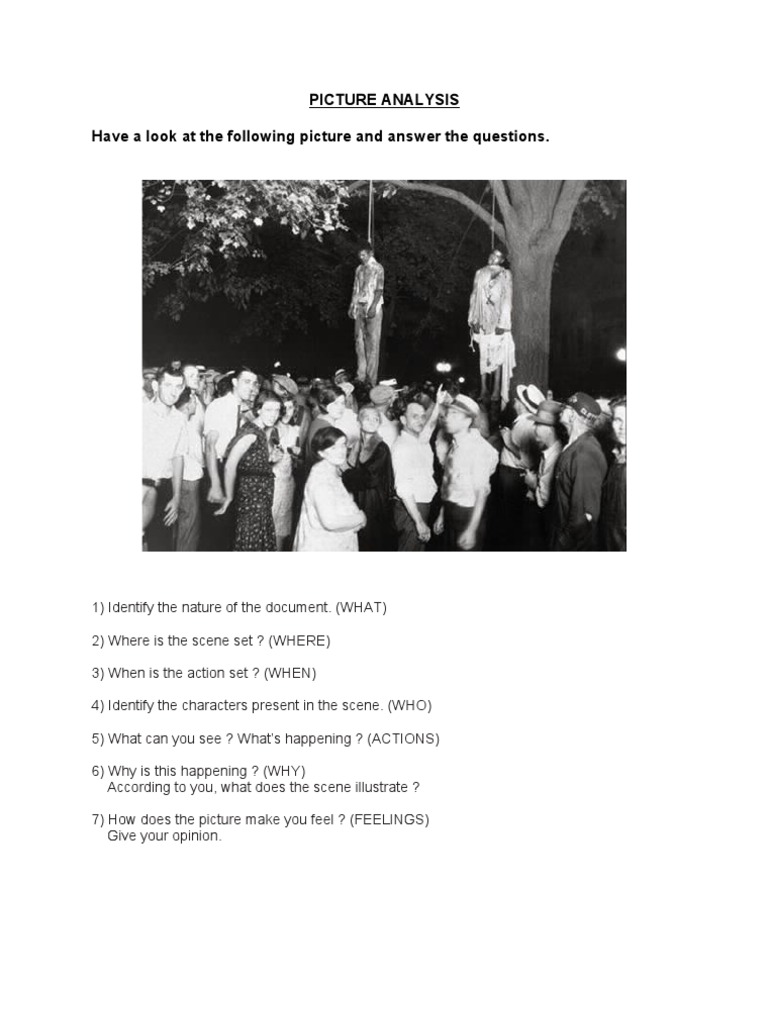 Picture Analysis Have A Look at The Following Picture and Answer The ...