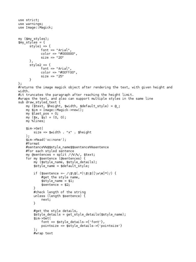 Perl Word Wrap ImageMagick Program | Graphic Design | Text