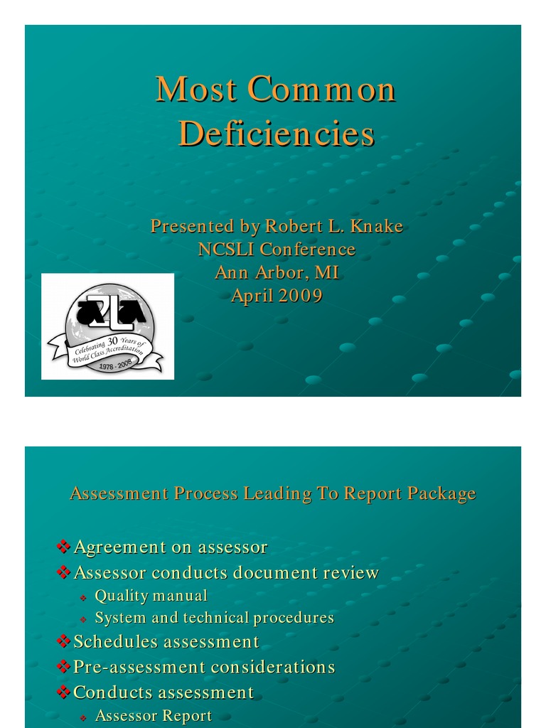 Most Common Deficiencies | Calibration | Internal Audit