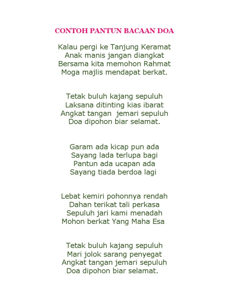 Pantun Doa Penuh Berkah | PDF