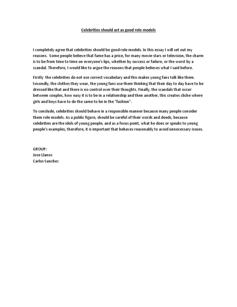 Celebrities Should Act As Good Role Models | PDF