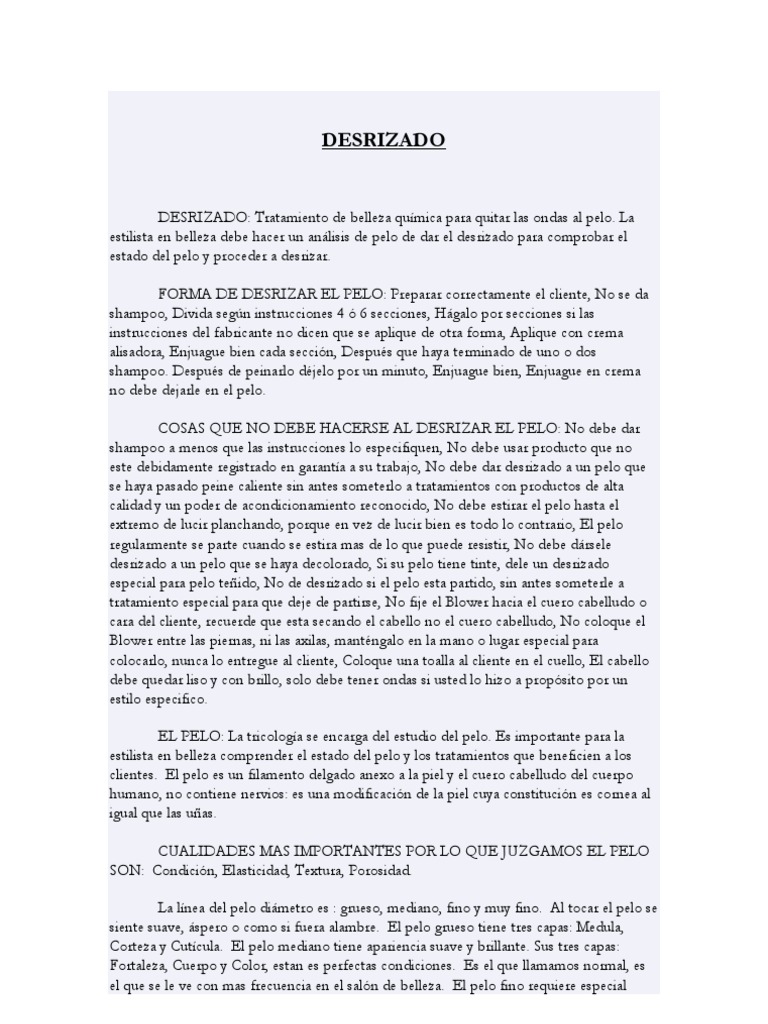 Guía para Desrizar Cabello Ondulado | PDF | Pelo | Química