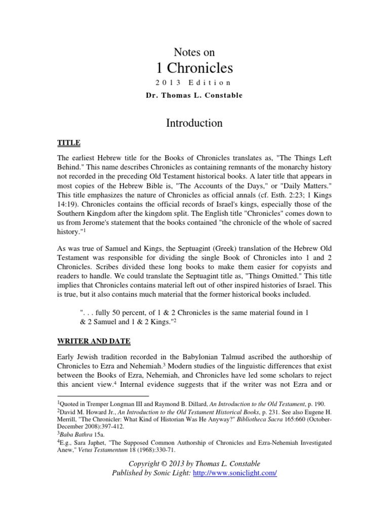 1 Chronicles | PDF | Books Of Chronicles | David