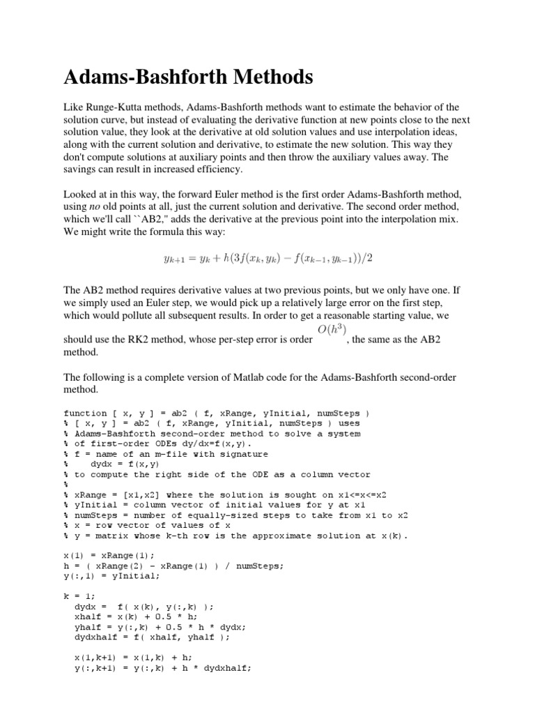 Adams-Bashforth Methods | PDF | Recurrence Relation | Ordinary ...