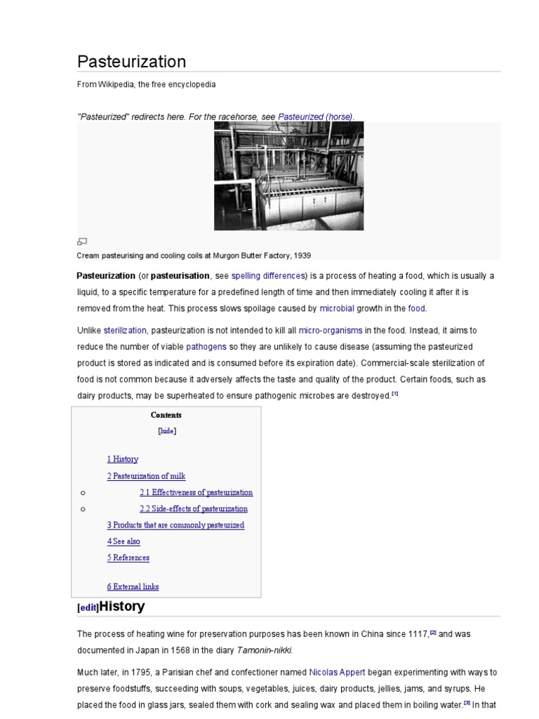 Pasteurization: History | Download Free PDF | Food Industry | Food And ...