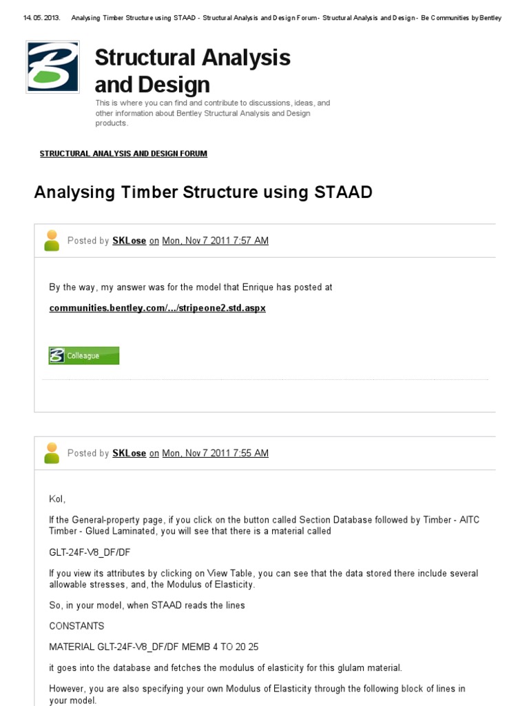 Analysing Timber Structure Using Staad Structural Analysis And Design