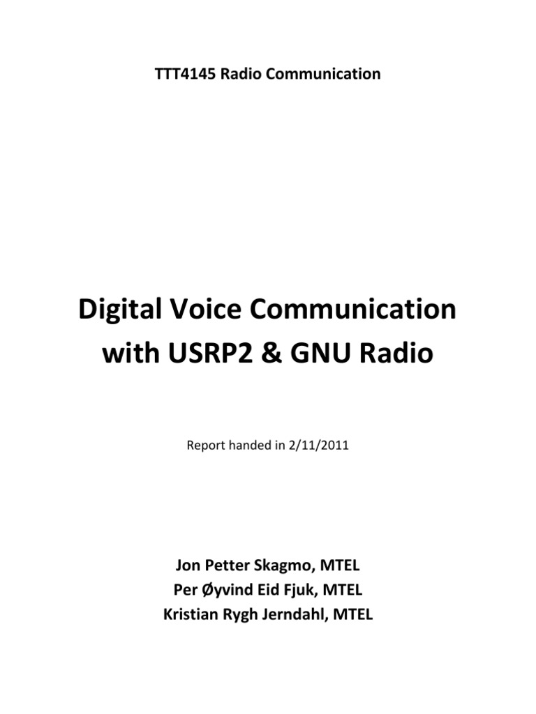 Digital Voice Communication With USRP2 & GNU Radio | PDF | Modulation | Sampling (Signal Processing)