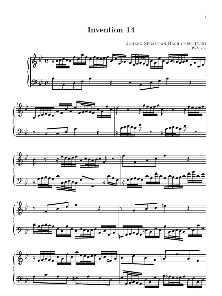 Bach Invention 14 A4 | PDF | Cantatas | Church Music