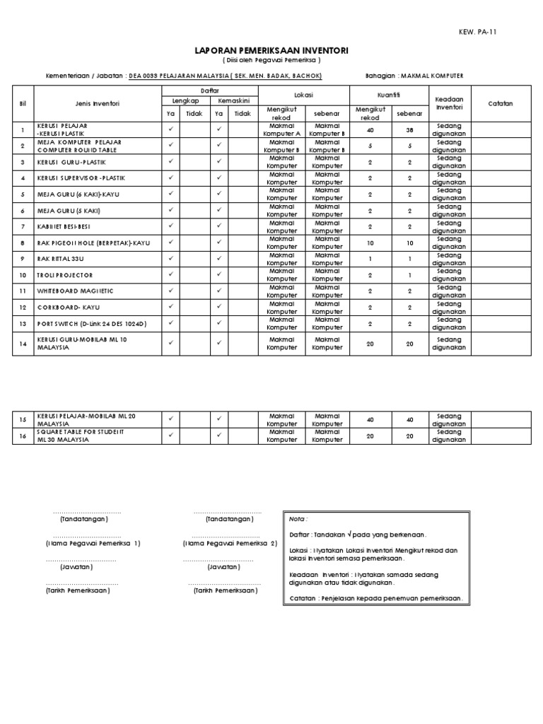 Contoh KEW-PA11 Makmal Komputer | PDF