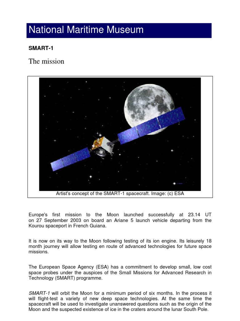 SMART-1: ESA's Lunar Mission Overview | PDF | Moon | Spacecraft Propulsion
