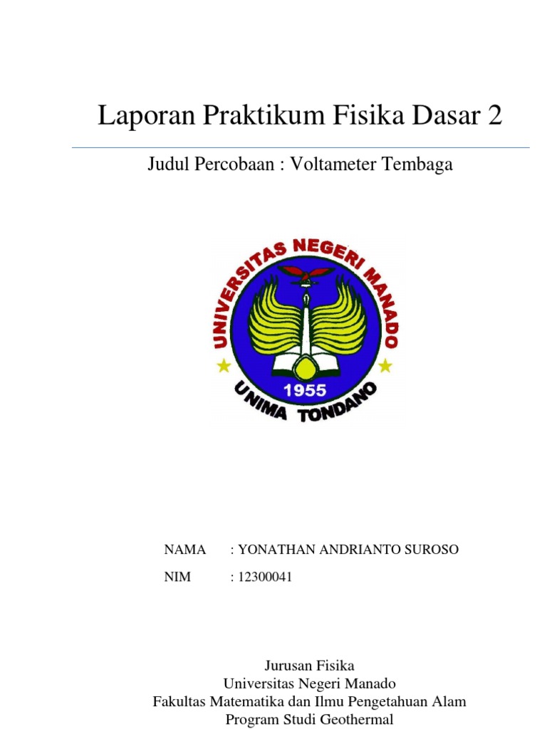 Laporan Praktikum Fisika Dasar II - VOLTAMETER TEMBAGA | PDF | Sains & Matematika