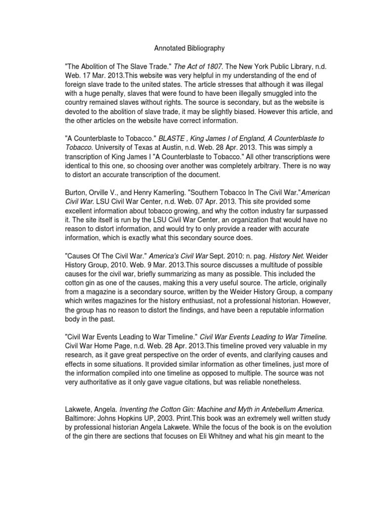 FoA-Cotton Gin Research Project Annotated Citations | PDF | Cotton ...