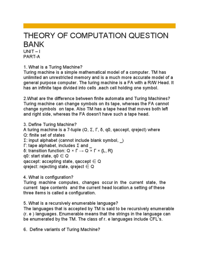 Theory Of Computation Question Bank Pdf Time Complexity Computational Complexity Theory 4517