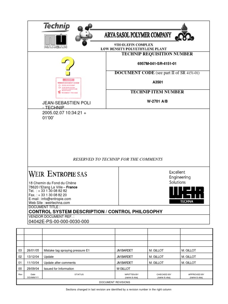 5 2 1 Control Philosophy A3501 PDF | PDF | Water Vapor | Pump