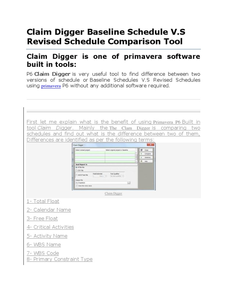 Claim Digger Baseline Schedule V | PDF | Microsoft Excel | Parameter (Computer Programming)