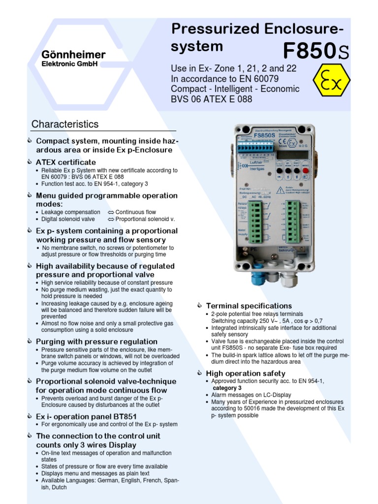 Brochure Ex-P Pressurized Enclosure System Zone1 f850s | PDF | Valve ...