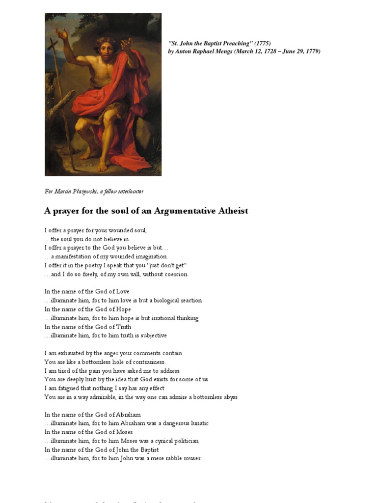 Prayer for the Argumentative Atheist | PDF | Atheism | God