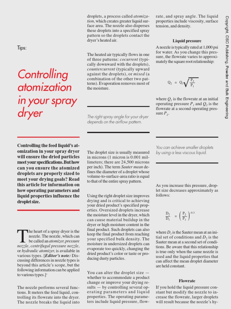 Spray Dryer | PDF | Drop (Liquid) | Liquids