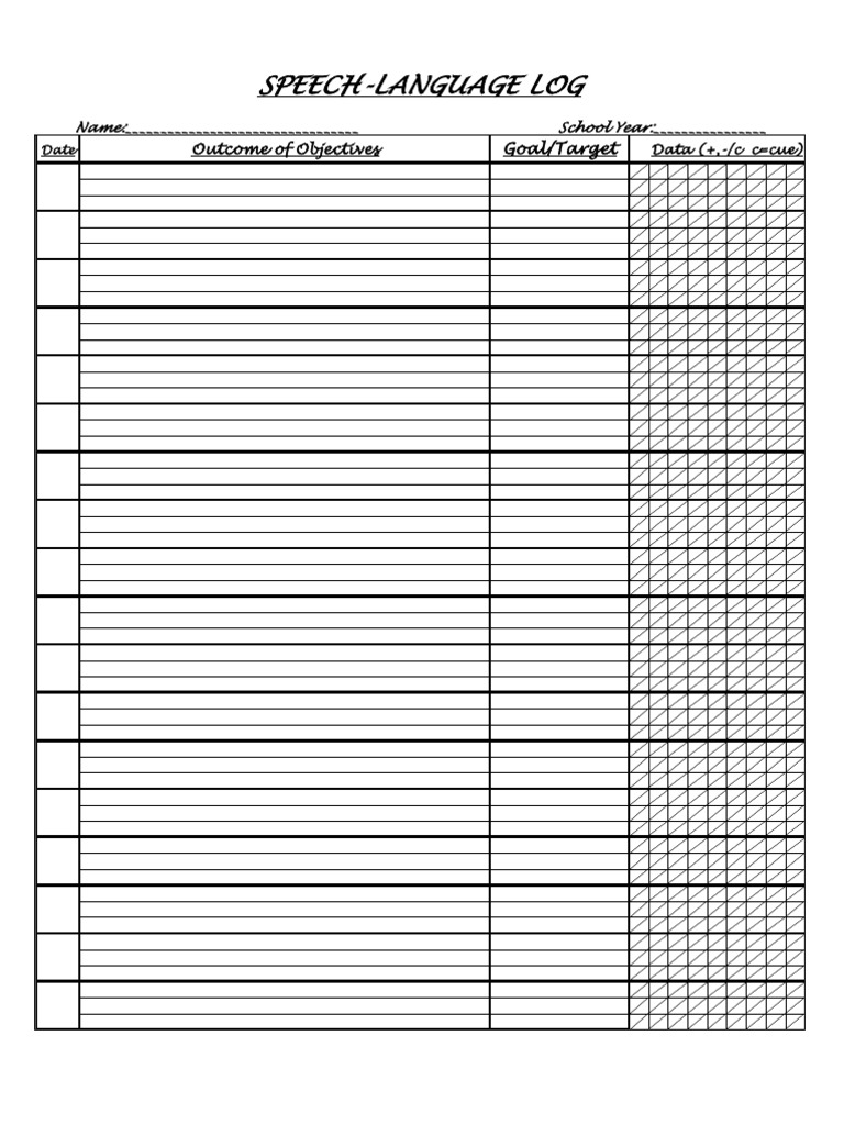 2009-2010 Therapy Log With One Data Box - No School Name | PDF | Career ...