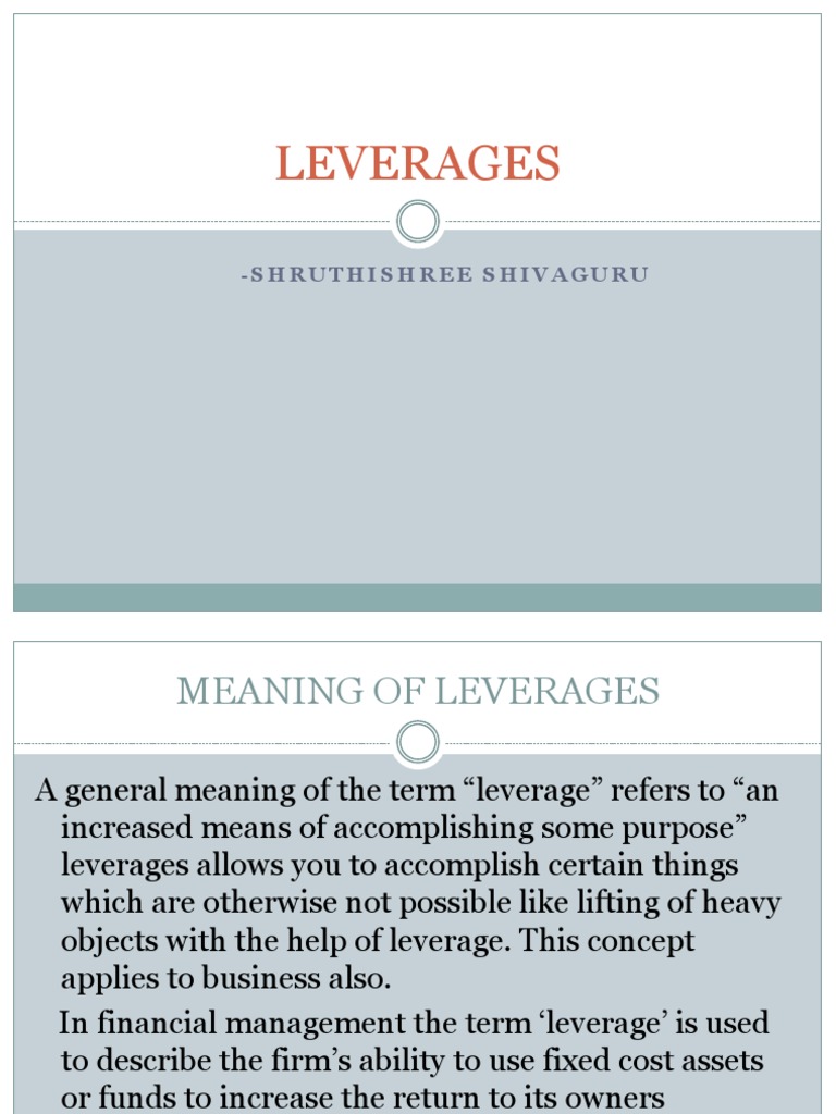 Leverages Final | PDF | Leverage (Finance) | Capital Structure