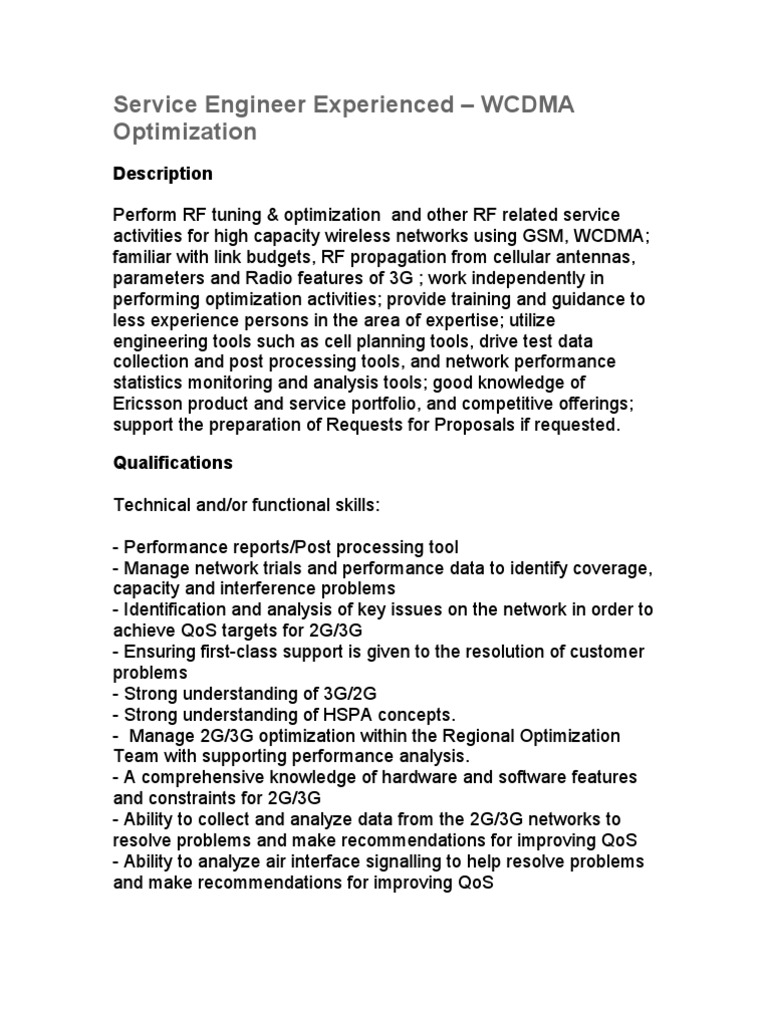 Wcdma Optimization Guide | PDF | 3 G | Mathematical Optimization