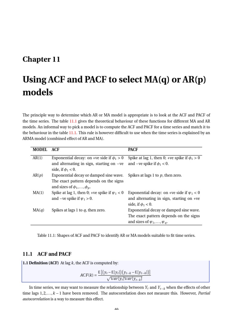 Using ACF and PACF To Select MA (Q) or AR (P) Models | PDF | Covariance ...