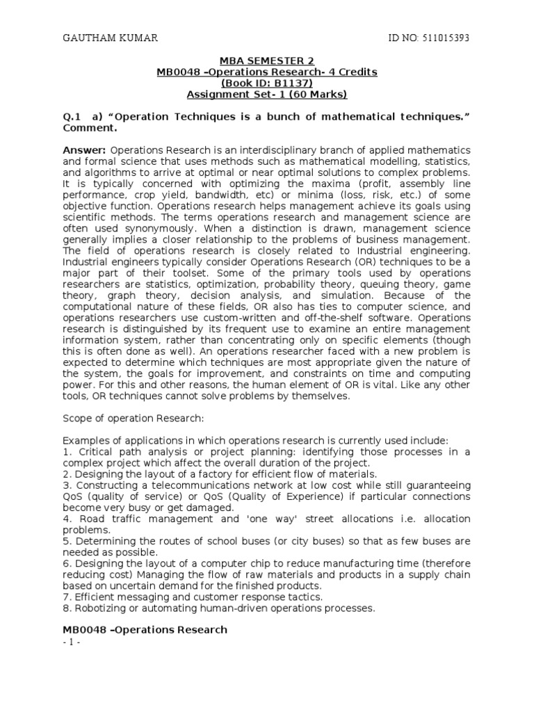 Operational Research | PDF | Operations Research | Mathematical Optimization