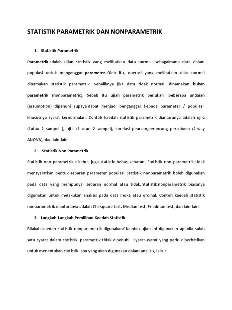 Statistik Parametrik Dan Nonparametrik | PDF