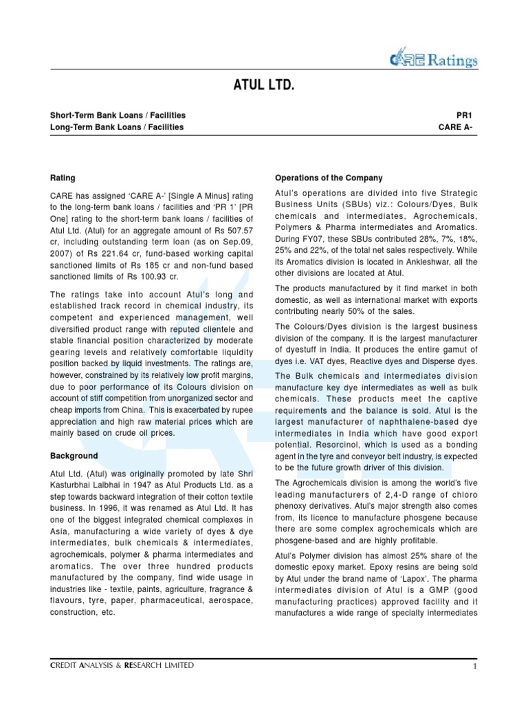 Atul Ltd. | PDF | Dye | Chemical Industry