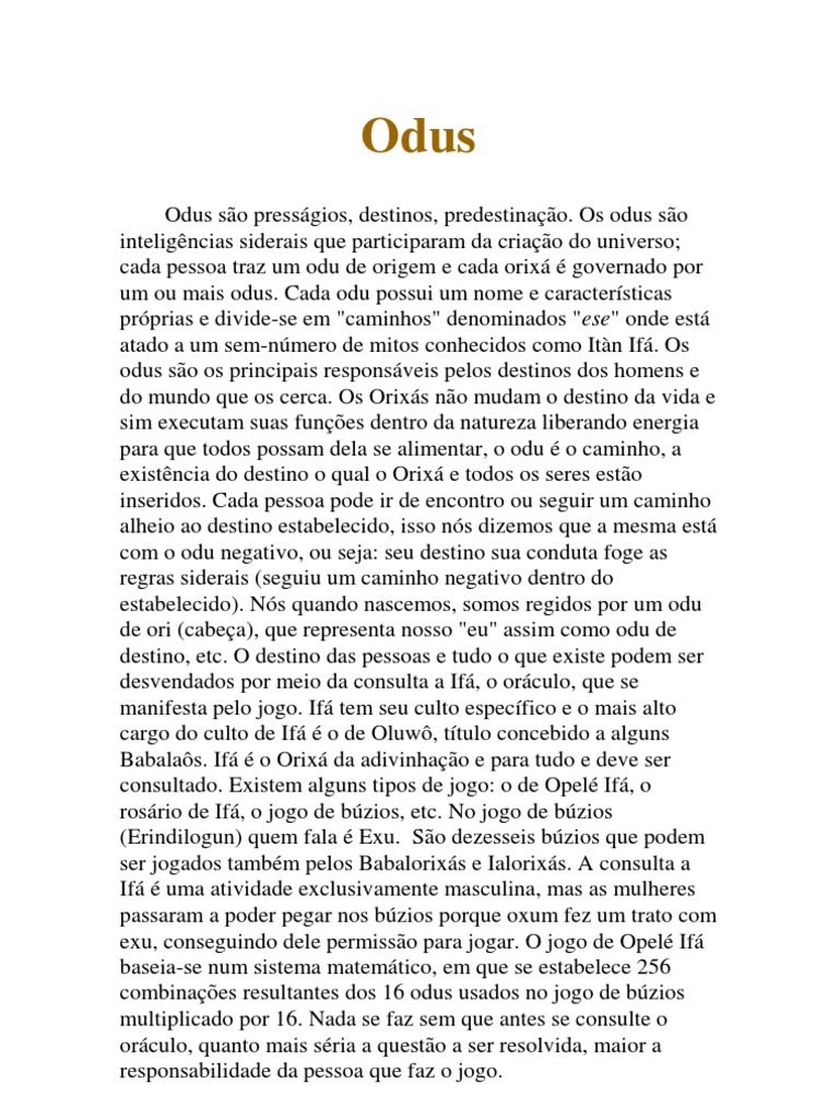 Odus | PDF | Humano | Religião e crença