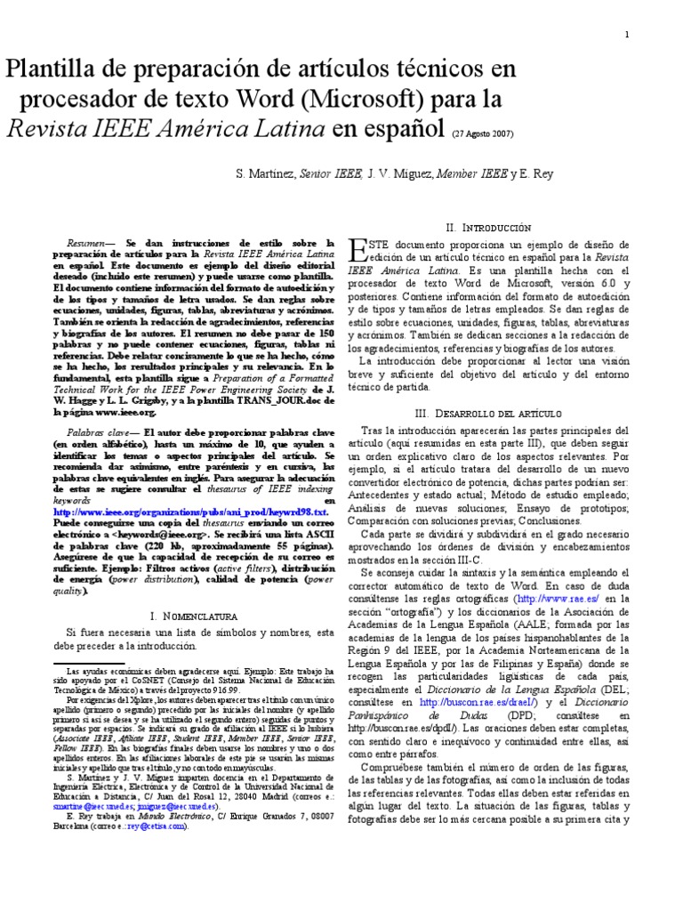 Plantilla IEEE Español Latinoamerica | PDF