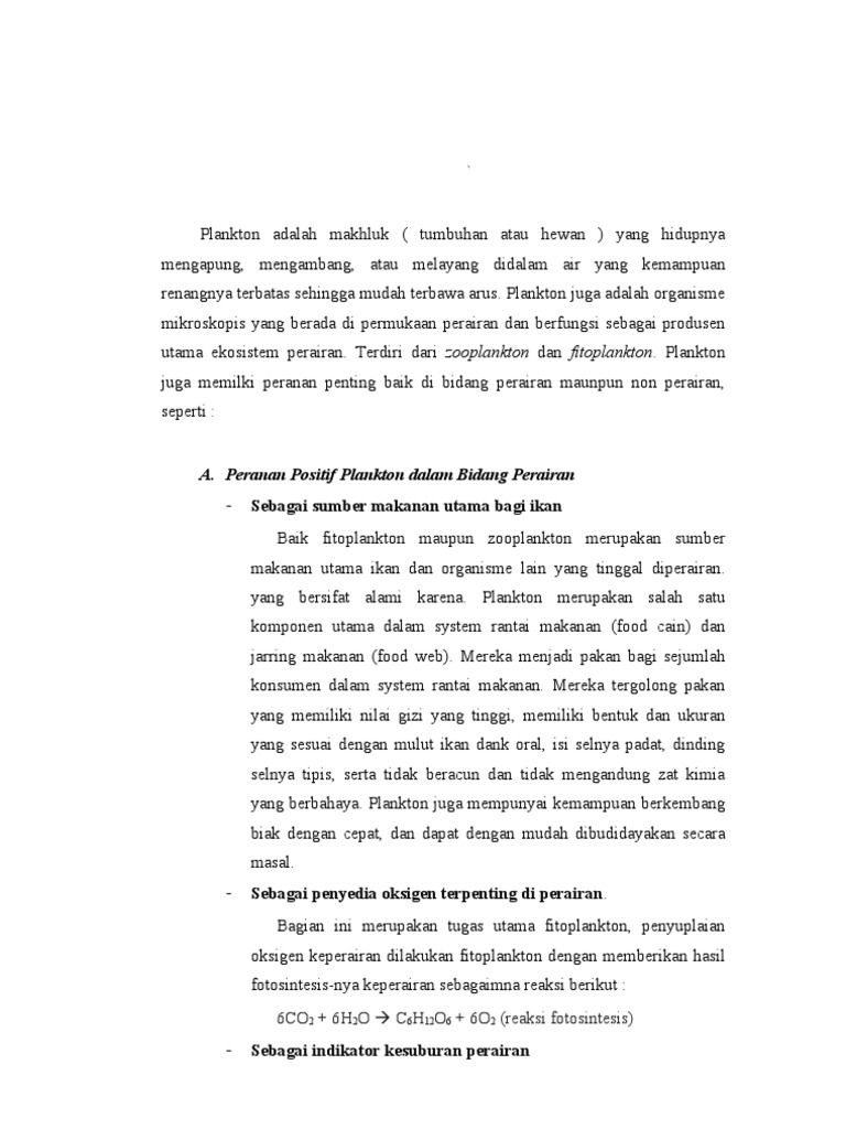Paper Plankton 1 (Peranan Plankton) | PDF | Sains & Matematika