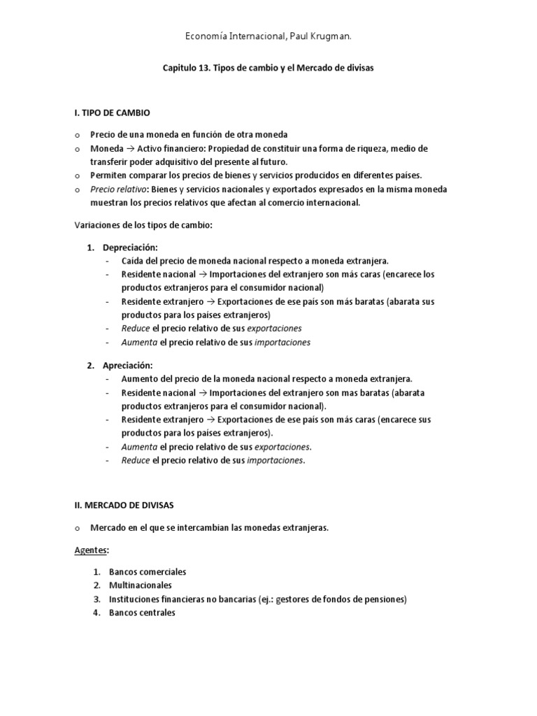 Capitulo 13 Economia Internacional Krugman | PDF | Tipo de cambio | Mercado de divisas