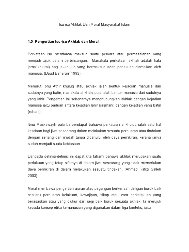 Isu-Isu Akhlak Dan Moral Masyarakat Islam | PDF