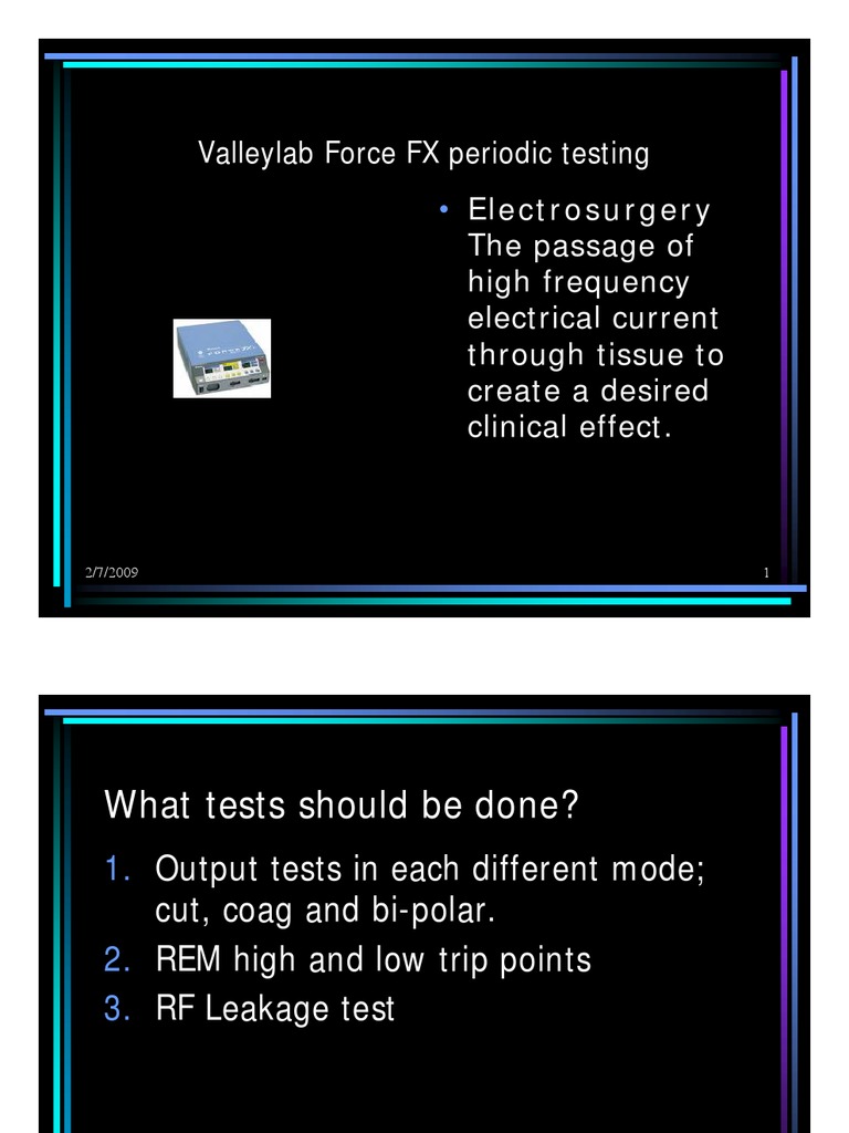 Valleylab Force FX - Testing Procedure | PDF | Electric Current | Physics