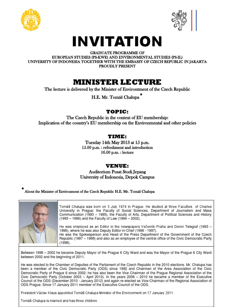 Invitation Minister Lecture FINAL | PDF | Government | Public Sphere