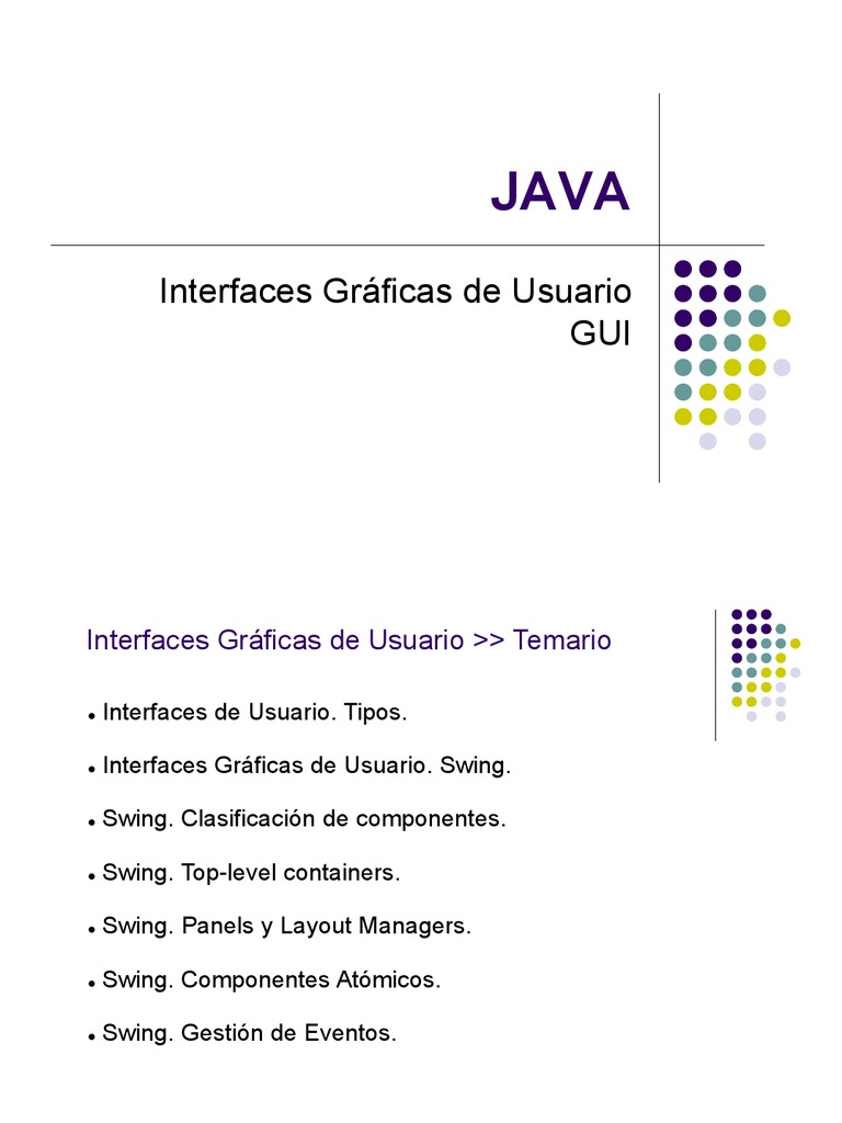 06 Gui | PDF | Java (lenguaje de programación) | Interfaz de usuario