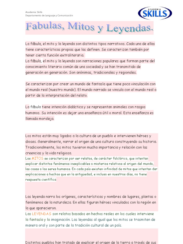 Mitos, Leyendas y Fábulas: Guía Esencial | PDF | Fábula