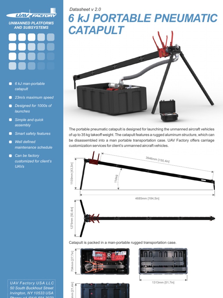 Portable Pneumatic UAV Catapult Datasheet | PDF | Unmanned Aerial ...