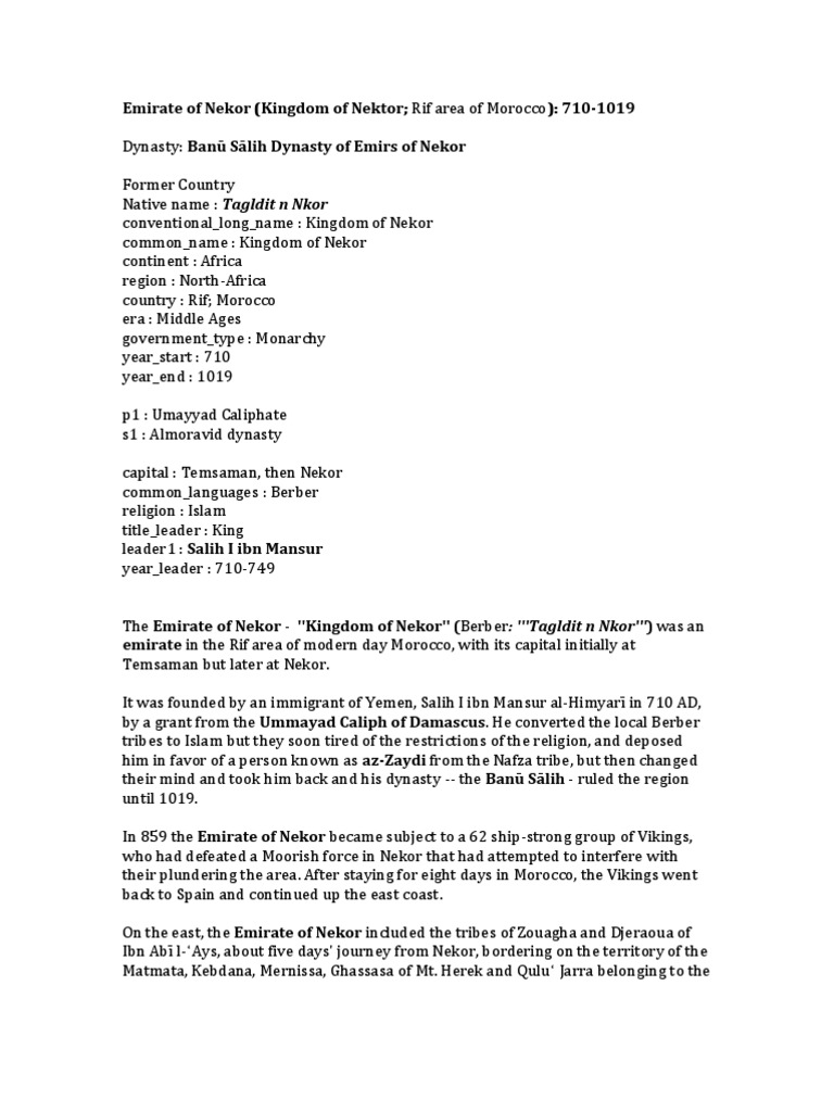 Emirate of Nekor | Download Free PDF | Maghreb | Middle East