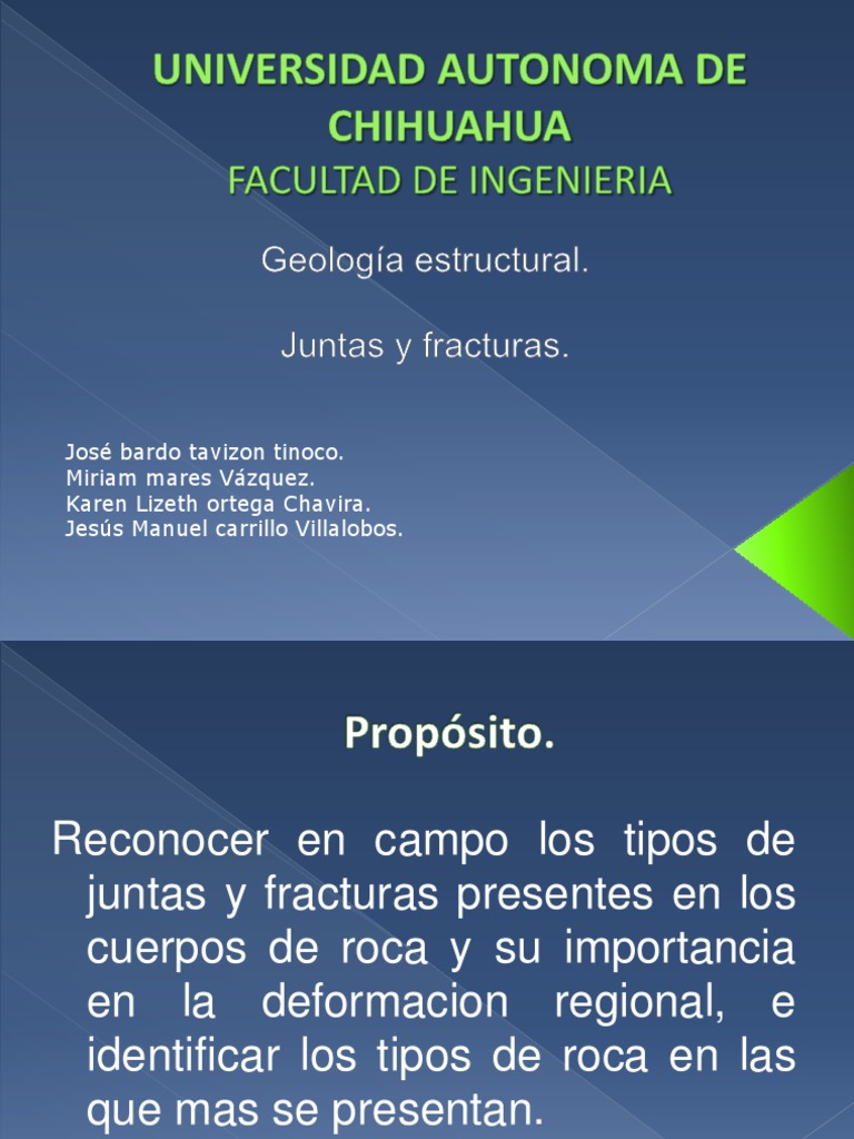 Presentacion de Geologia Juntas y Fracturas | PDF | Falla (geología ...