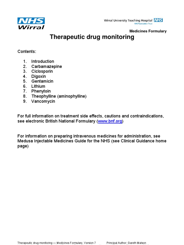 Therapeutic Drug Monitoring Guide | PDF | Pharmacokinetics | Renal Function