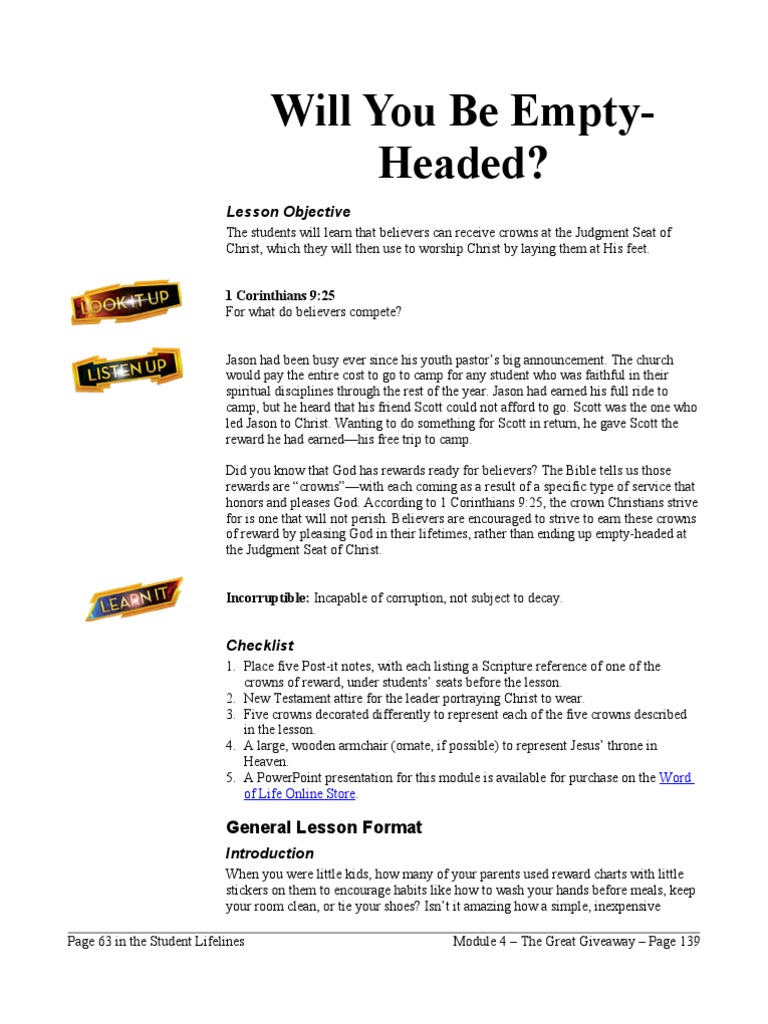 18 - Will You Be Empty-Headed | PDF | Christ (Title) | Love