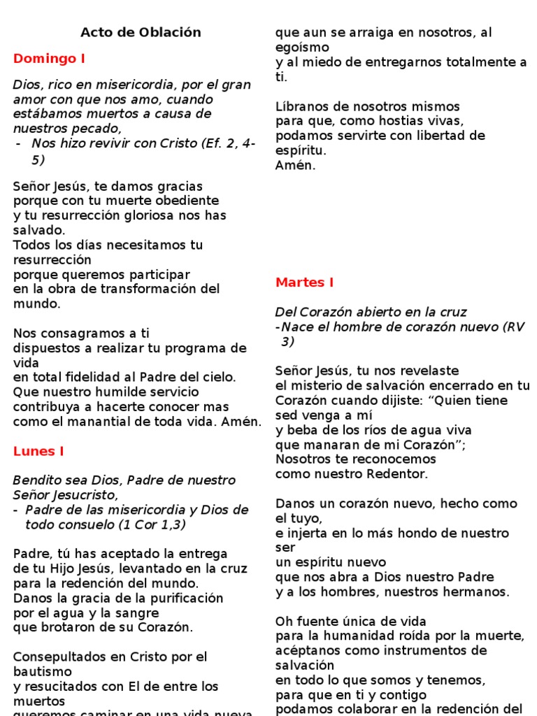 Acto de Oblación | PDF | Cristo (título) | Salvación