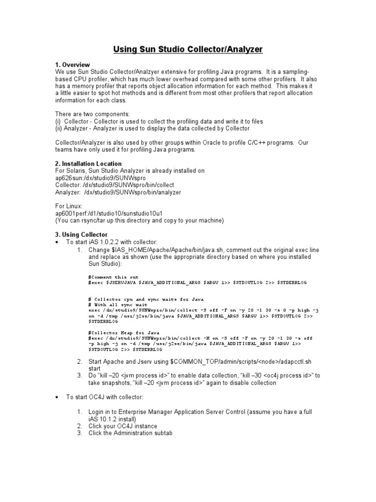 Using Sun Studio Collector/Analyzer: 1. Overview | PDF | Java ...