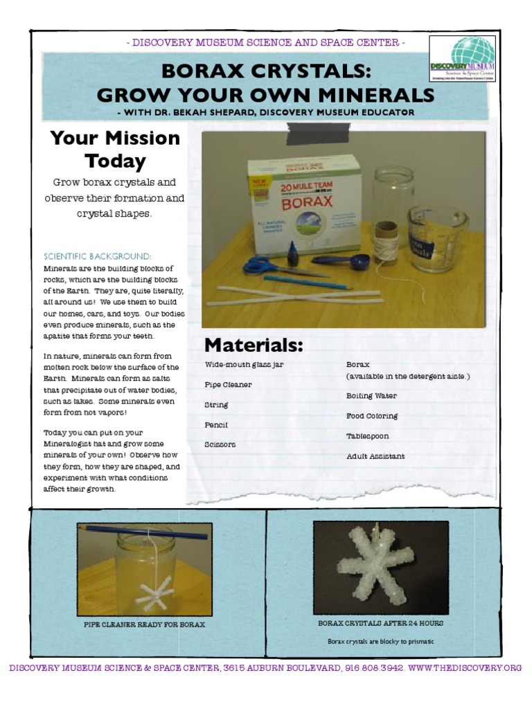 Borax Mineral Activity PDF | PDF | Crystal | Mineralogy