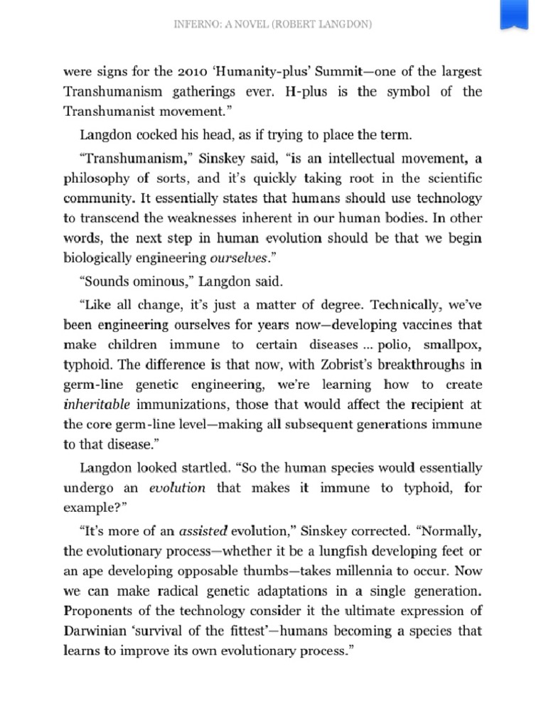 Dan Brown On Transhumanism | PDF