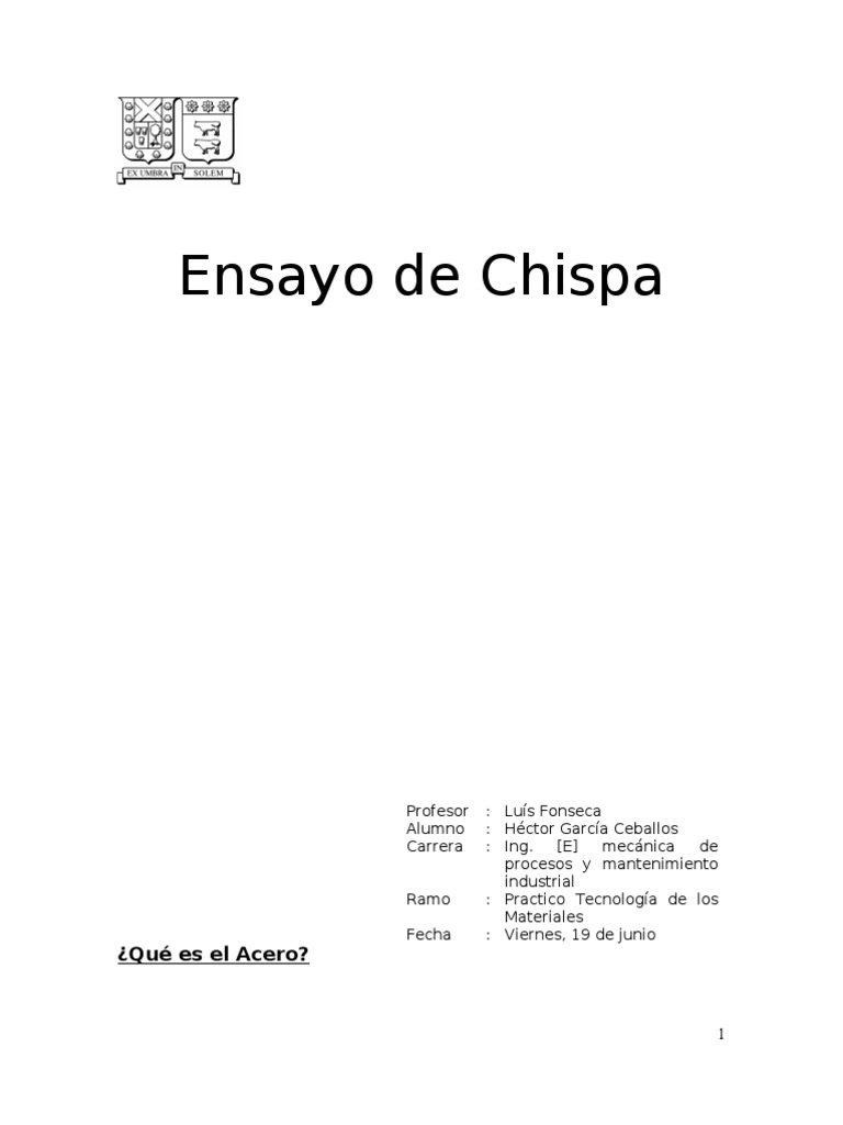 Ensayo de Chispa | PDF | Acero | Hierro