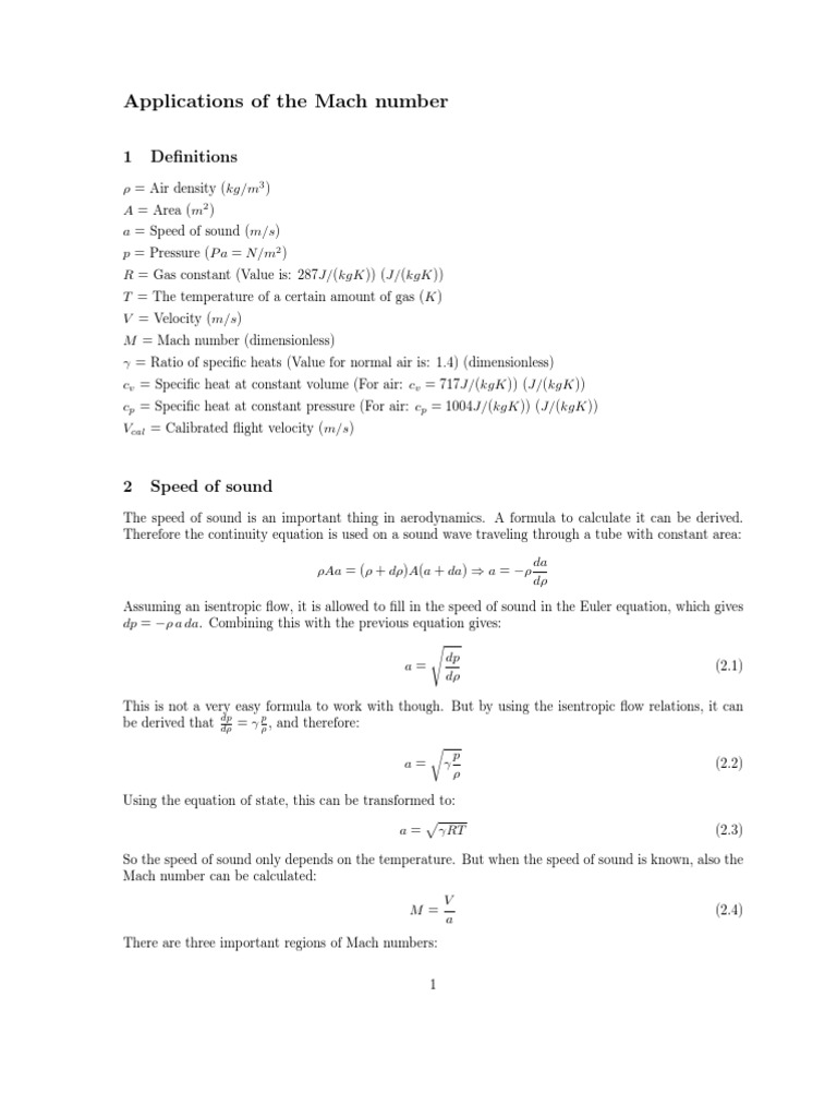 Applications Mach Number | PDF | Mach Number | Aerodynamics