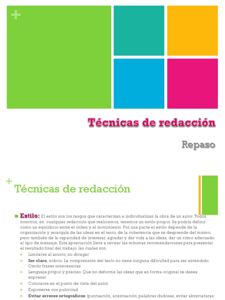 Técnicas de Redacción (Repaso) | PDF | Verbo | Sustantivo